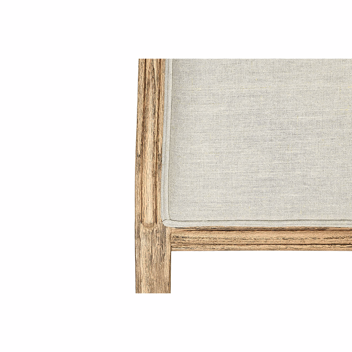 Creative Co-Op, Natural, Queen Modern Farmhouse Solid Oak Wood Headboard with Linen Upholstery, Beige