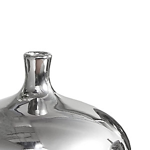 Madison Park Signature Ansen Ceramic Handmade Vase Set Home Décor - Metallic Accent Living Room Decoration Ideal for Shelf, Side Table, Mantle Ornaments, Multi Size, Silver 3 Piece