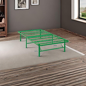 Ergode Horizon Metal Bed Frame | Stainless Steel | 14-inch Clearance | 1300 lbs Capacity | No Box Spring | Easy Assembly | Twin Size (MOD-5427-GRN-VV)