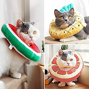 La La Pet® Adjustable Recovery Cone Neck Collar Soft Elizabeth Circle for Dogs Cats, Yellow Pineapple, Small