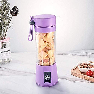 Aizbao Portable Blender, 380ml Six Blades 3D Juice cup, Small Fruit Mixer, Personal Mixer Fruit Rechargeable with USB, Mini Blender for Milk Shakes, Smoothie, Fruit Juice (Purple)