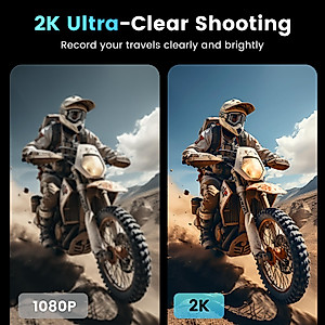 FreedConn R1 PRO Motorcycle Bluetooth Headset with【2K】 Camera [G-Sensor Lock], 2-8 Riders 1500M Helmet Intercom Systems, Motorcycle Helmet Camera - 128GB TF Card, Music Share/Infinite Battery/IP65