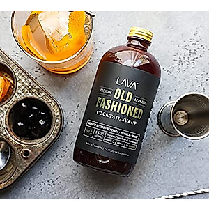 LAVA Premium Aromatic Old Fashioned Cocktail Syrup 16oz, Makes 32 Cocktails, Made with Aromatic Bitters, Demerara, Marasca Cherry, Orange Zest, Hazelnut and Cinnamon. Ready to Use. Just Add Whiskey.