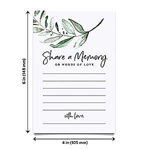 Bliss Collections Share a Memory Cards, Rustic Greenery, Cards for Weddings, Showers, Birthdays, Celebration of Life, Funeral, Retirement, Going Away and Graduation Memories, 4"x6" (Pack of 50)