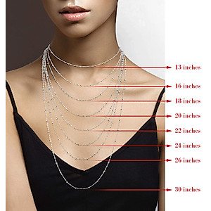 Miabella Italian 925 Sterling Silver Singapore Bead Chain Station Necklace for Women, Made in Italy (18 Inch (women's average length))