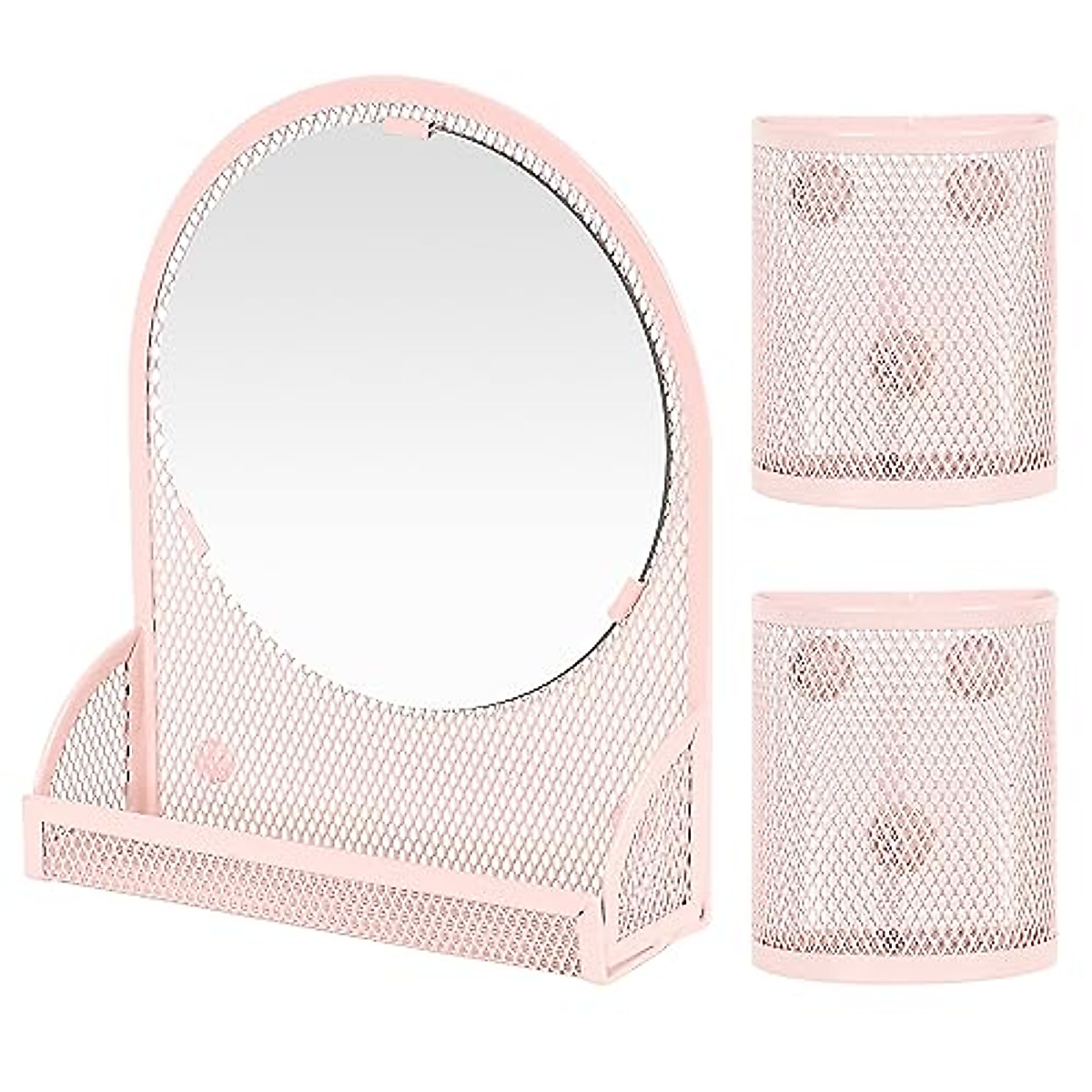 LUCYCAZ Magnetic Locker Accessories, Pink Magnetic Mirror with 2 Magnetic Pen Holder for Girls, Locker organizer for School, Home and Office. Back to School Essentials