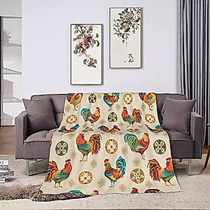 Chicken Blanket for Adults Rooster Throw Blanket Ultra Soft Cozy Fleece Farm Animals Bedding Blanket for Kids Couch Sofa Farmhouse Lover Gifts 50"x40"