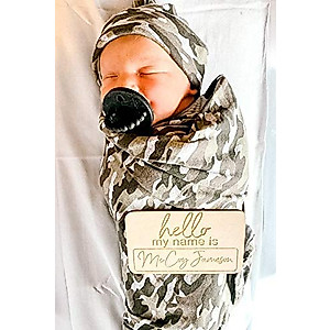 Custom Baby Name Sign Hospital Welcome 3D Hello Name Announcement Plaque Laser Cut Wood Photo Prop Sign Design Trendy