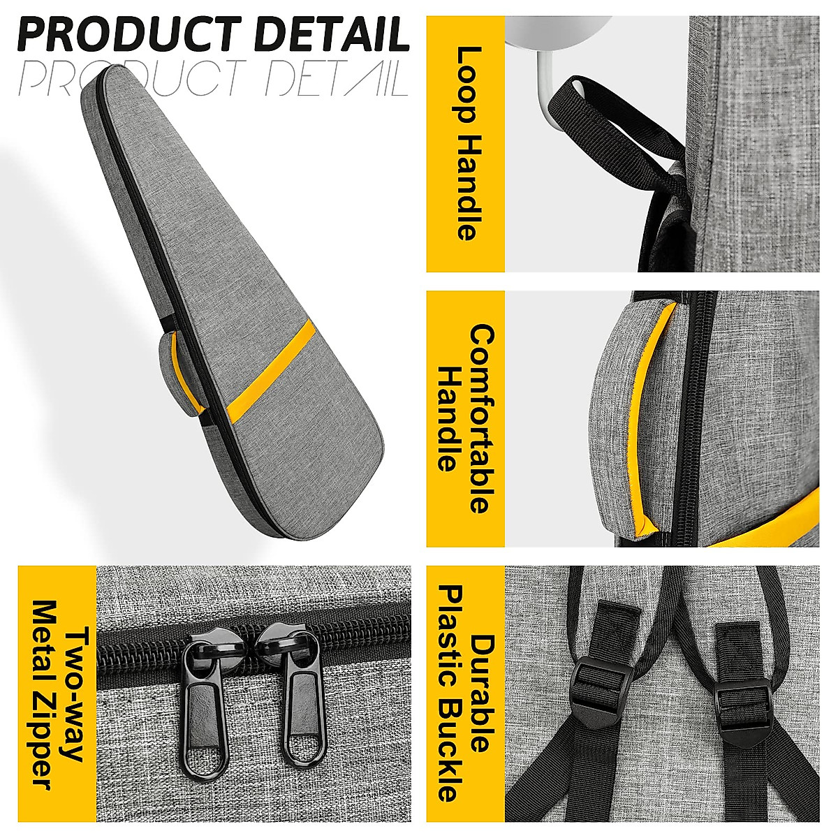 LETSROCK Electric Guitar Gig Bag, 39 Inch Electric Guitar Case with 0.5 Inch Thick Padding with Carry Handle, Pocket & Neck Strap Electric Guitar Bag Gray