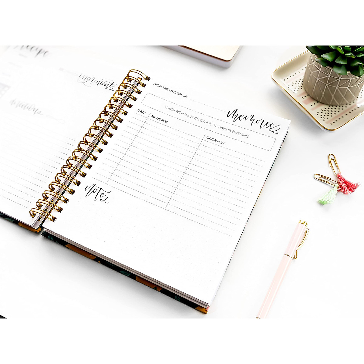 Recipe Book to Write in your Own Recipes - A Blank Recipe Journal, Family Cookbook, & DIY Organizer - Heirloom Quality Keepsake, Durable Hardcover Recipe Book with Gold Spiral Binder