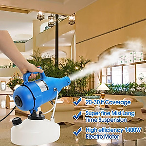 Electric ULV Portable Fogger Sprayer Atomizer Mist Cold Fogger Machine with 30ft Spraying Distance for Home,Hotel,Church,School,Lawn and Garden （4.5L,1.2 Gallon)