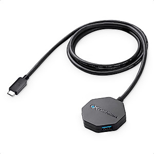 Cable Matters Ultra Mini 4 Port USB C Hub with Long 4 ft Extension Cable Tail (USB C to USB Hub, USB C Hub Long Cord, USB Type C Hub) in Black - Thunderbolt 4 / USB4 / Thunderbolt 3 Port Compatible