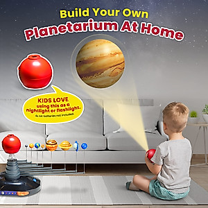 Playz Premium Solar System Model Kit for Kids - 4 Speed Motor, HD Planetarium Projector, 8 Painted Planets & 8 White Foam Balls with Paint and Brush for a Hands-On STEM DIY Project for Space Toys