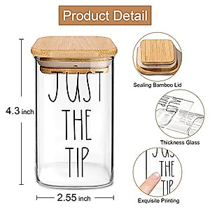 ALPIRIRAL Qtip Holder, Glass Cotton Ball and Qtip Holder Set , 2Pcs 10 Oz Qtip Dispenser with Bamboo Lids Cotton Swab Holder, Bathroom Canister Accessories Storage Organizer, Farmhouse Bathroom Decor