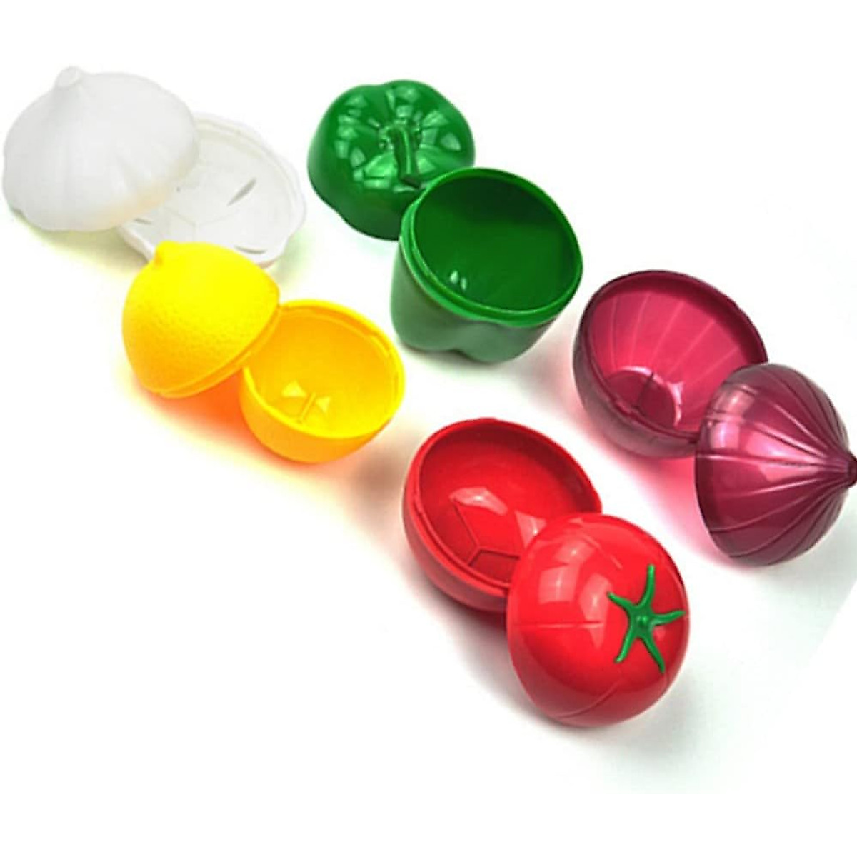 OUKEYI 5Pieces Fruit and Vegetable Storage Containers Reusable Refrigerator Box Storage Bowls Saver Holder Keeper for Green pepper,