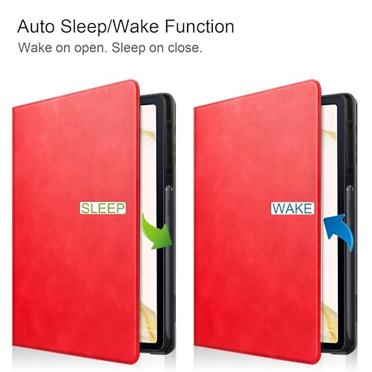 Case for Samsung Galaxy Tab S7 FE 12.4-Inch 2021 Release Model (SM-T730/733/736/738) Smart Slim Tri-Fold Tablet TPU Leather Cover With Auto Wake/Sleep for Samsung Galaxy Tab S7 FE Cover (Red)