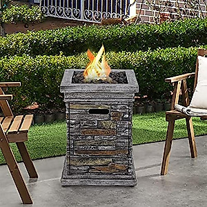 Propane Fire Pit 30,000 BTU Round Firepit Outdoor Gas Fire Pit for Patio Garden Camping Outdoor Fireplace Heating Terrafab Base with Lava Rocks and Waterproof Cover