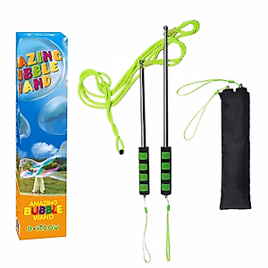 E-KNOW Bubble Wand,Stainless Steel Giant Bubble Wand Outdoor Toy for Kids Telescopic Design, Bubble Toys for Party, Works Best Bubbleventi Bubble Mix