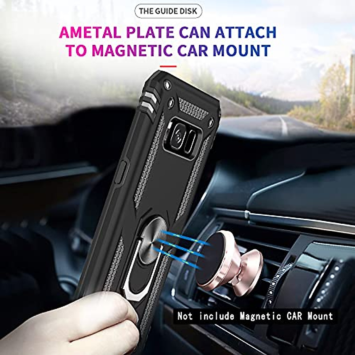 LeYi for Samsung Galaxy S8 Case [Not Fit S8 Plus], Galaxy S8 Phone Cases with [2 PCS] 3D Curved Screen Protector, [Military-Grade] Protective Case Cover with Ring Kickstand for Samsung S8, Black