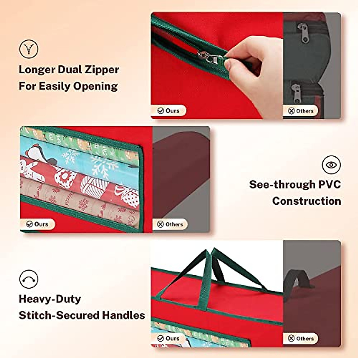 MaidMAX Wrapping Paper Storage Gift Wrap Organizer Fits 42 Inch Long Rolls Christmas Wrapping Storage with Clear Window 42 x 10 x 10 Inch