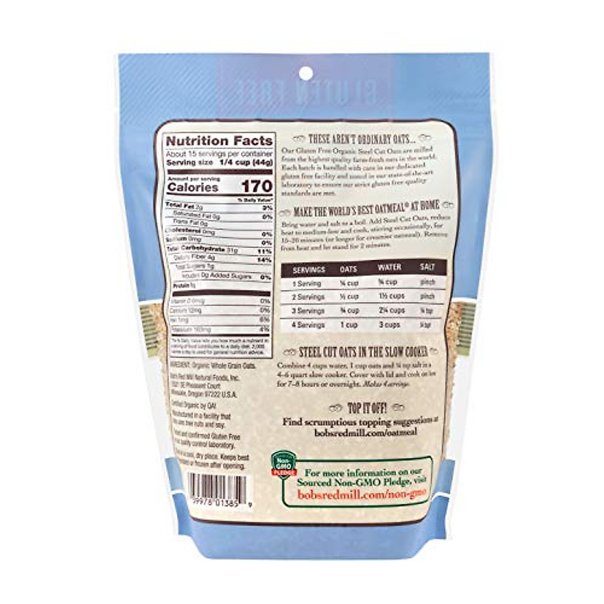 Bob's Red Mill Gluten Free Organic Steel Cut Oats, 24 Ounce (Pack of 4)