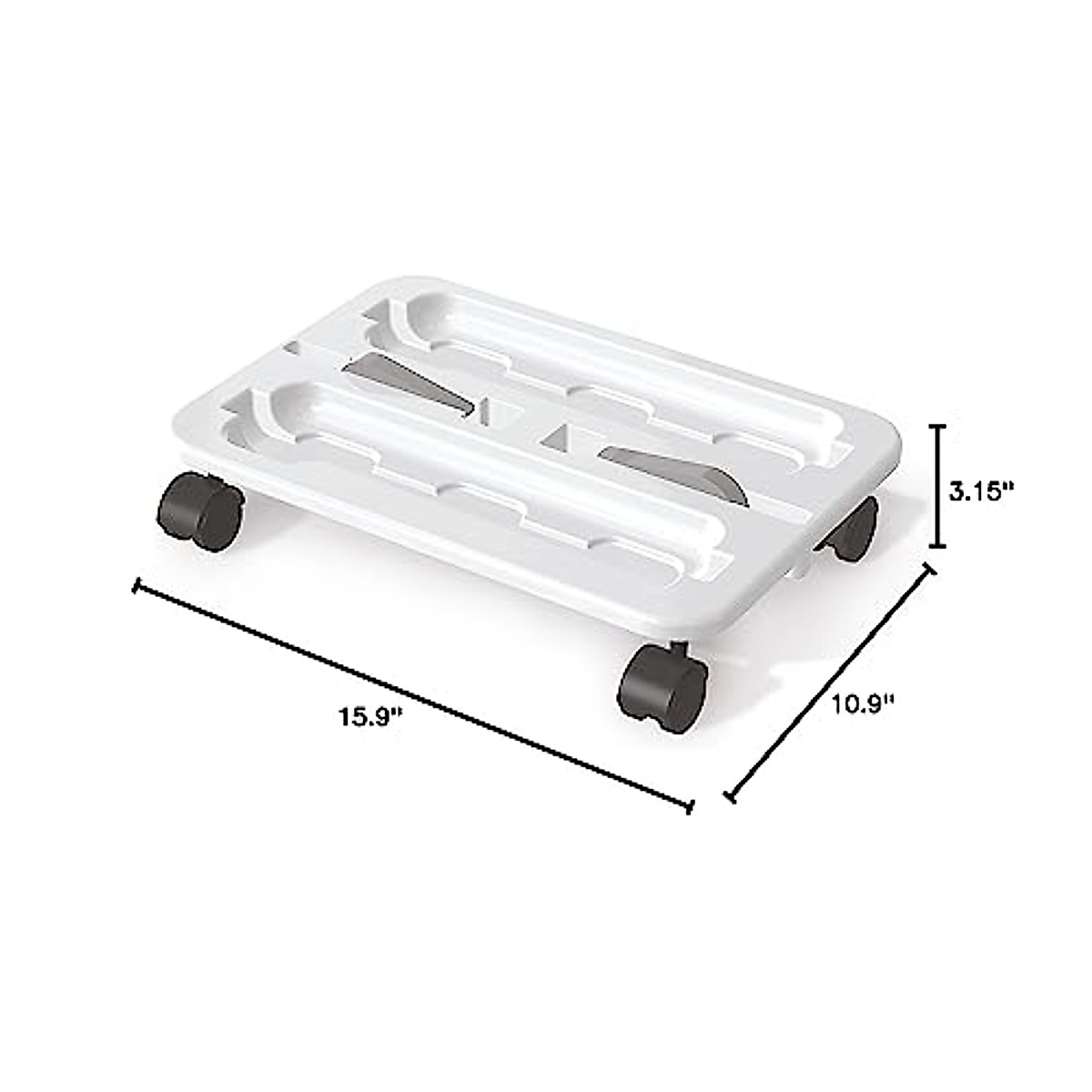 Deflecto Stack 'N Go Caddy Wheel Base, Craft Organizer, Compatible with Deflecto Desk Supplies Organizer Caddy, White, 16"W x 3 1/4"H x 11"D (29443CR)
