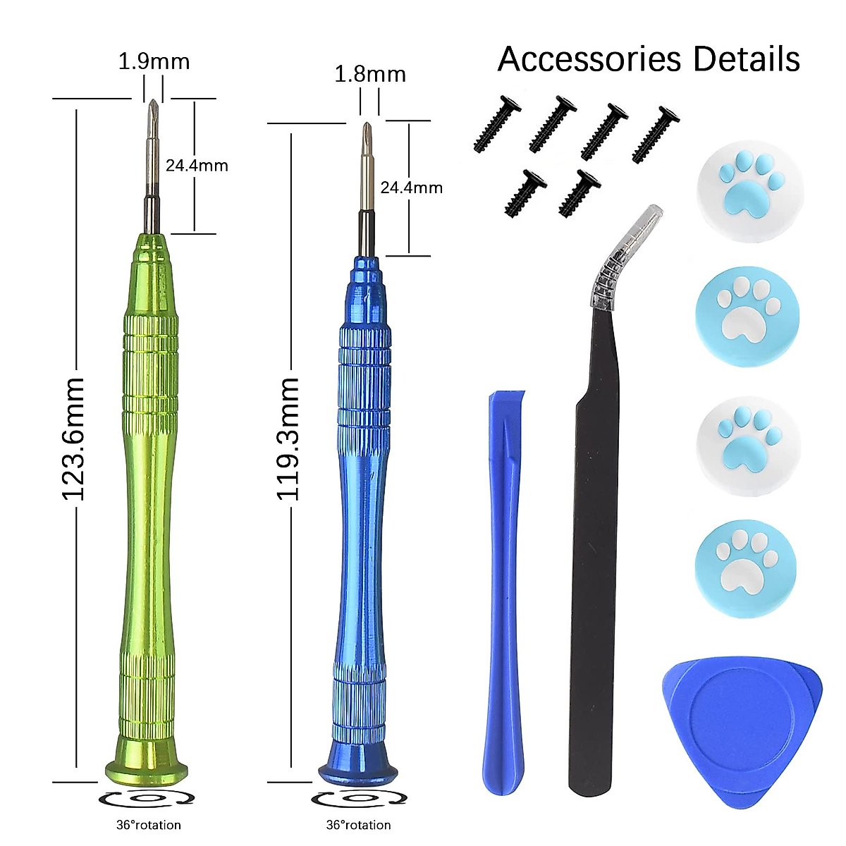 Joystick Replacement for Switch Lite,Repair Joystick Replacement Tool Kit for Switch lite and Nintendo Joycon Controller with Triwing Screwdriver,Thumb Grip Caps& Tweezers