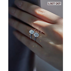 IMOLOVE Moissanite Oval Engagement Rings for Women 1.5CT Oval Ring Sterling Silver 18K White Gold Plated Solitaire Engagement Ring Promise Ring Wedding Ring for Her-70