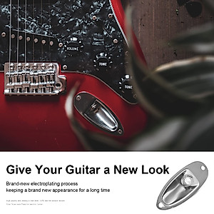 MAXCHEER Guitar Input Jack Socket Plate Output Loaded Boat Style 1/4 Inch with Screws for Fender Stratocaster Strat St Mono Electric Guitar for Electric Guitar Replacement Parts (Chrome)