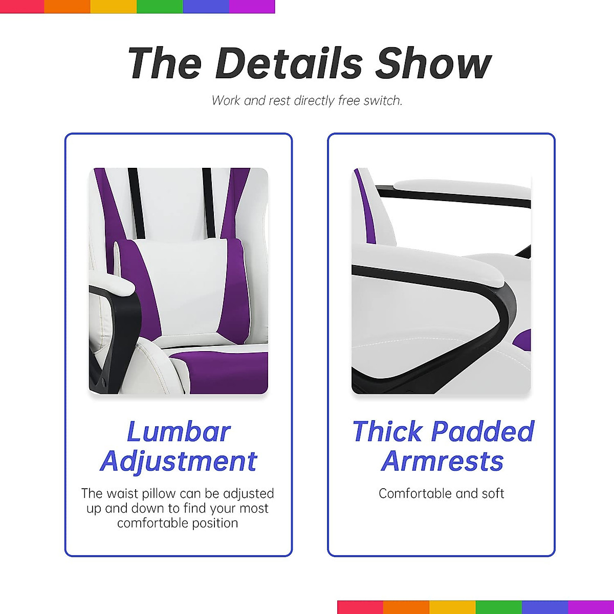 Gaming Chair High Back Office Chair Racing Computer Chair Task PU Desk Chair Ergonomic Swivel Rolling Chair with Lumbar Support for Adults (D11, Purple)