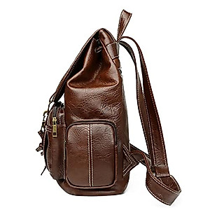 Vojad Backpack Purse for Women Fashion Leather Designer Travel Large Ladies Vintage Style Shoulder Bags with Drawstring (Deep brown)