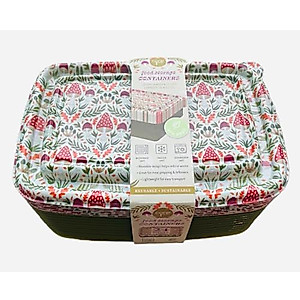 Core Essentials Food Storage Containers, 33.8 oz/1 L, Set of 24 Pieces (MUSHROOMS)