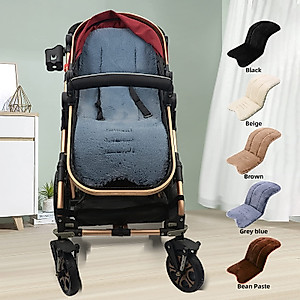 Baby Stroller Cushion Winter Warm Stroller Seat Liners 78 x 35cm Breathable Universal Newborn Carriage Cushion Faux Sheepskin Soothing Silky Soft Baby Seat Pad Liner for Stroller (Blue)