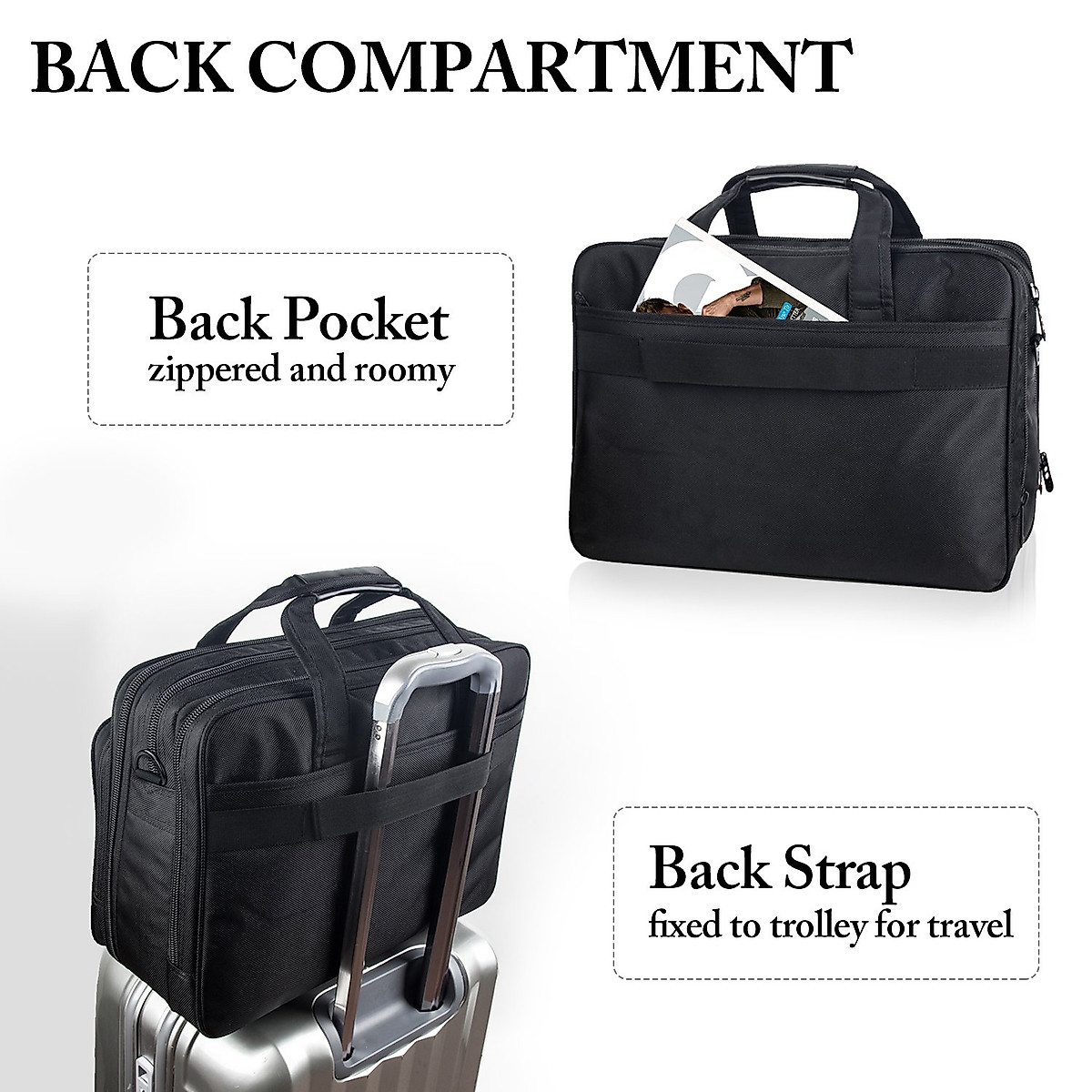 Ytonet Gaming Laptop Briefcase 18 Inch, Expandable Extra Large Laptop Case for Gaming Laptop Computer Bag, Water Resistant Laptop Bag for Men Carrying Case with Luggage Strap for Work Travel, Black