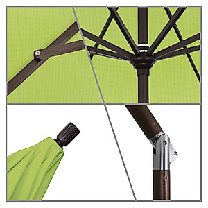 California Umbrella 11' Rd Tahoe Series Aluminum Patio Umbrella, Crank Lift, Collar Tilt, Bronze Finish, Sunbrella Parrot Fabric