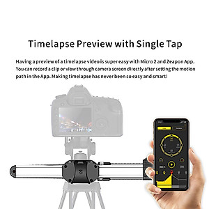 Zeapon Motorized Micro 2 Camera Slider, Travel Distance 52cm/20in, 4.5KG All-Direction Carrying Capacity, 39 Decibels Motor, 3 Adjustable Speeds, Power-Off Protection, APP Supported Android & iOS