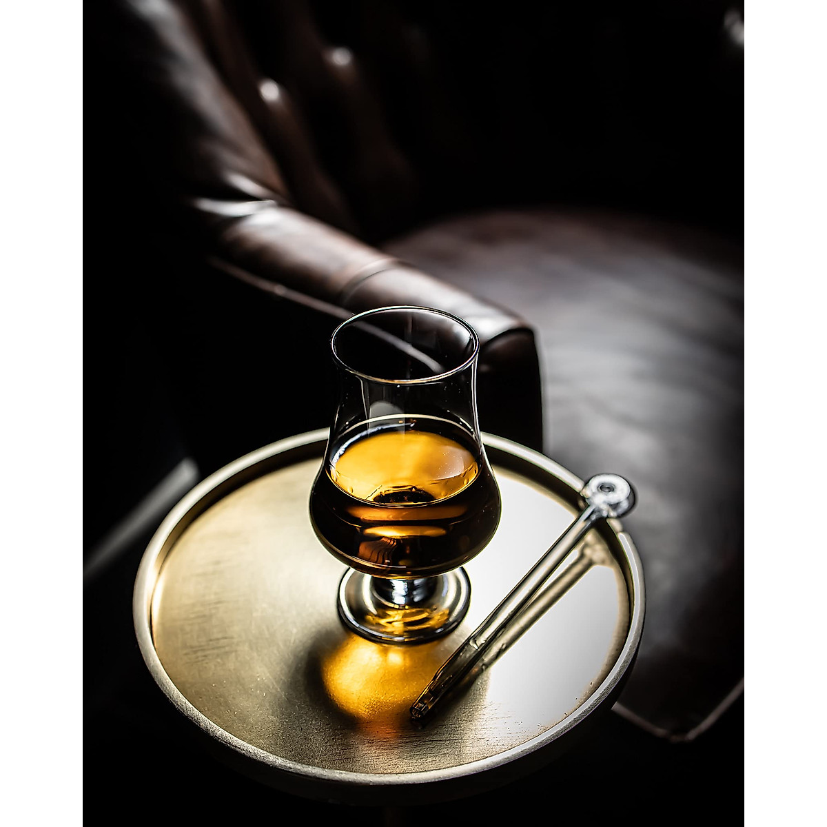 Amehla Handblown Whiskey Tasting Set of 2, 5-ounce Whisky Glasses with Water Dropper Pipette - Snifter for Sipping Bourbon Copita Scotch Glass Set for Nosing and Drinking Spirits