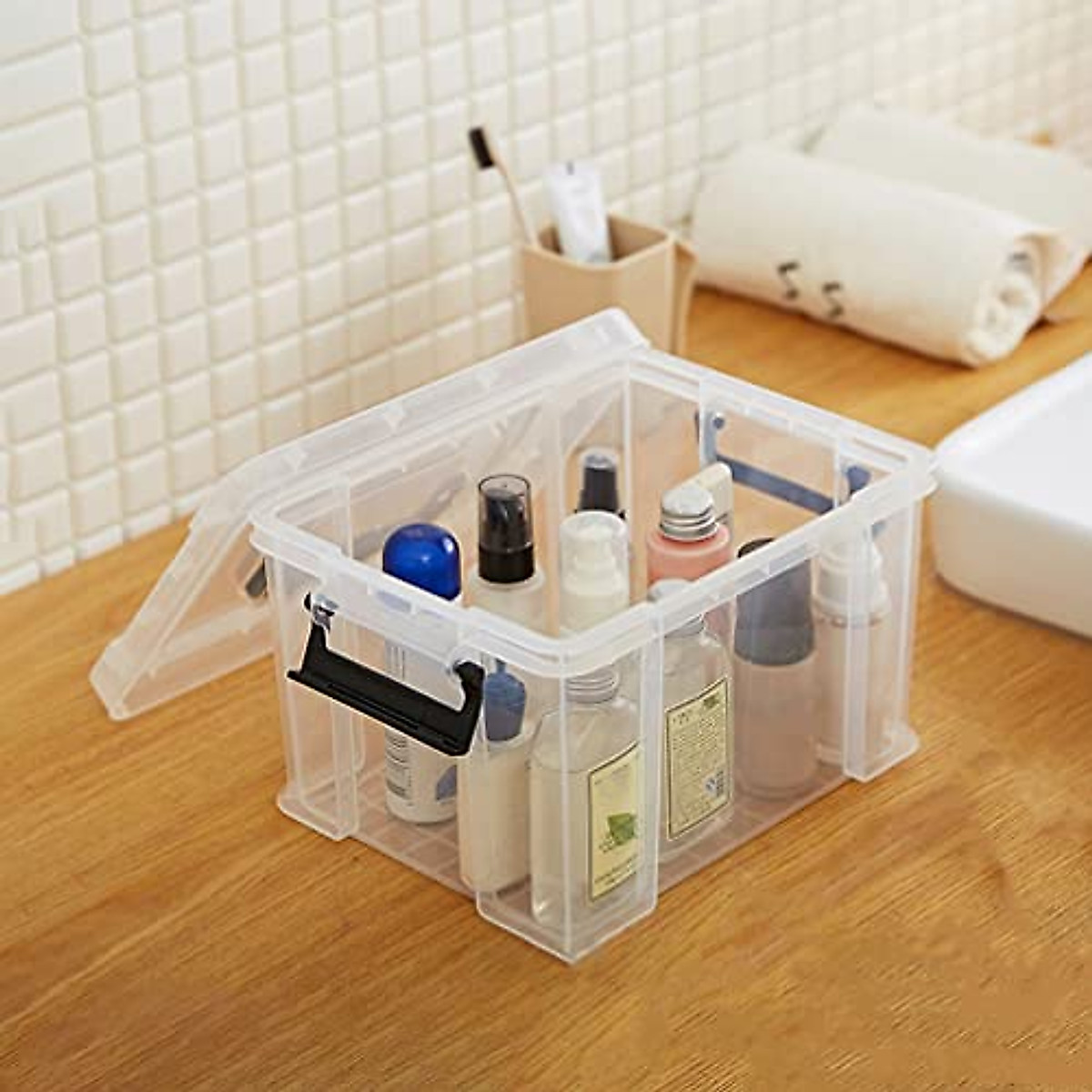 Totority 4Pcs Mini Storage Bins Box with Lid Clear Bead Storage Containers Jewelry Making Organizer for Small Crafts Kit Jewelry Beads Food Storage