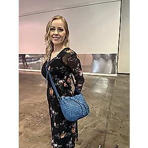 RUSTIC TOWN Leather Shoulder Bag for Women - Washed Leather Travel Sling Bag Crossbody Purse Hobo Handbags Satchel for Ladies