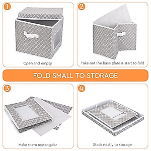 Keaxinty 13 inch Fabric Bin with Lid, 3 Pack of Cube Storage Bins, Foldable Organizer to Store Toys,Towels,Clothes,Books in Home, Shelves,Bedroom,Office