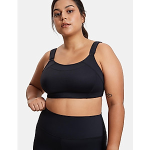 SYROKAN Front Adjustable Sports Bras for Women High Impact Wirefree Comfort No Bounce Support Workout Running Bra Black 36B
