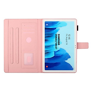 YUNHOTIC Case for Samsung Galaxy Tab A7 10.4 inch 2020 Release, (SM-T500/T505/T507) Premium PU Leather Folding Stand Cover with Pen Holder & Multiple Viewing Angles - Purple Butterfly