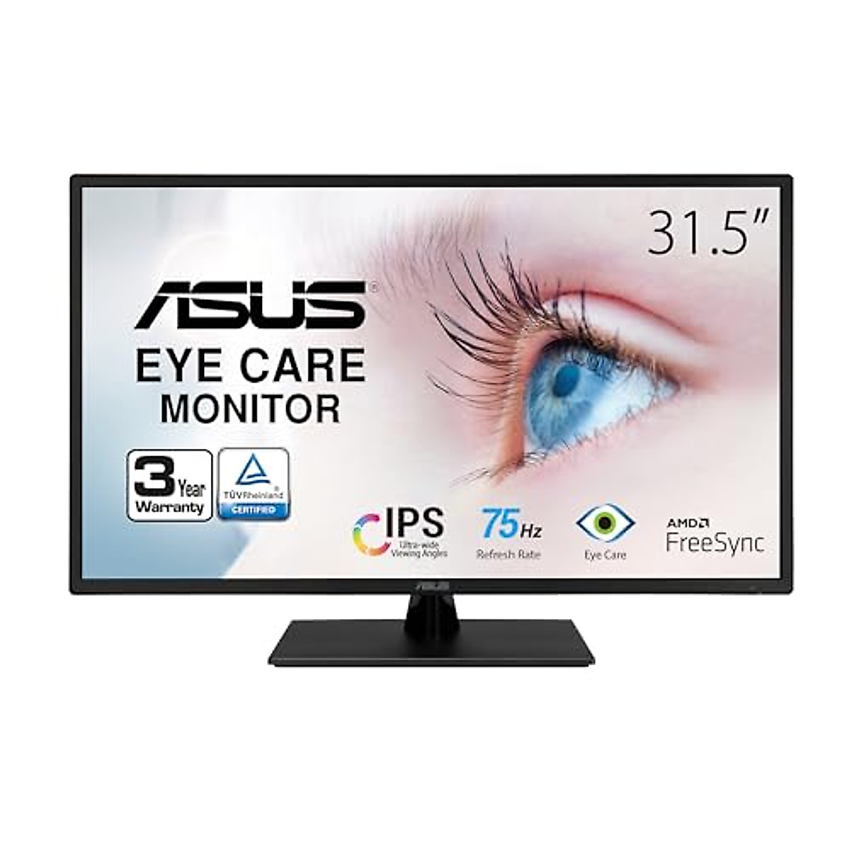 ASUS 31.5” 1080P Monitor (VA329HE) - Full HD, IPS, 75Hz, Adaptive-Sync, Eye Care, Low Blue Light, Flicker Free, HDMI, VGA, Wall Mountable, Tilt Adjustable,Black