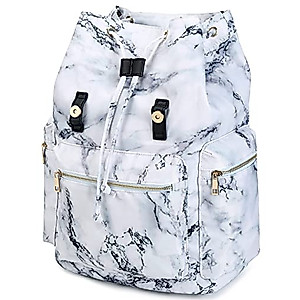 Bluboon Girls School Backpack Women College Bookbag Lady Travel Rucksack 15.6Inch Laptop Bag with Charge Port (A-Marble)