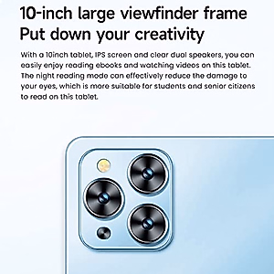 Naroote Tablet PC, 5GWIFI 10in Tablet 1960x1080 IPS HD Large Screen for Daily (Blue)