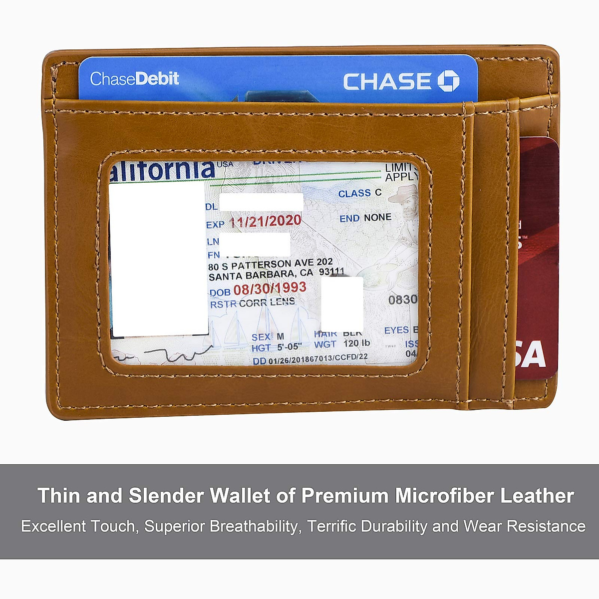 HYRISON Men and Women Slim Minimalist Front Pocket Leather Wallet Cards Holder RFID Blocking