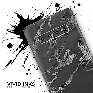 DesignSkinz Black & Silver Marble Swirl V3 Protective Vinyl Decal Wrap Skin Cover Compatible with The Samsung Galaxy S20 (Screen Trim & Back Glass Skin)