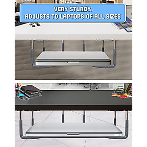 Skywin Under Desk Laptop Mount - 3 Racks in 1 Set to Hold Under Desk Laptop Holder Organizer Rack with Screws (Laptop Not Included)