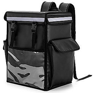 Trunab Insulated Food Delivery Backpack with 2 Side Support Boards and 3 Inner Spaces, Top & Front Loading Waterproof Delivery Bag for Bike Delivery, Uber Eats, Outdoor - Patented Design