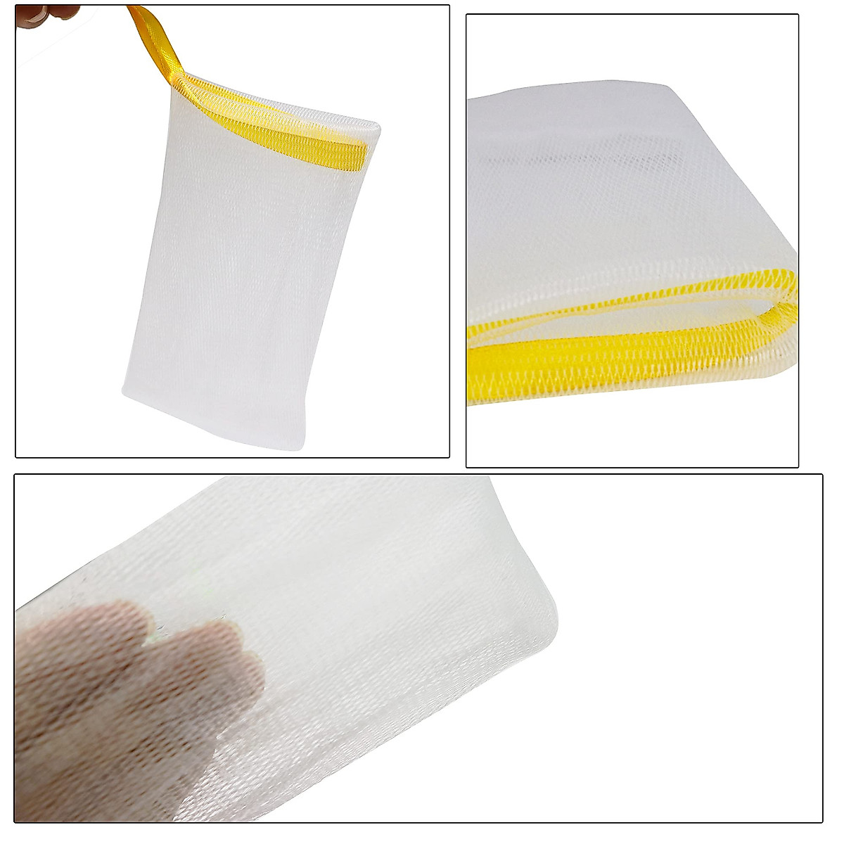 Trounistro 60 Pack Exfoliating Mesh Soap Bag Double Layer Thicken Soap Bag Mesh Soap Saver Bags with Drawstring for Bath & Shower Use, 10 Colors